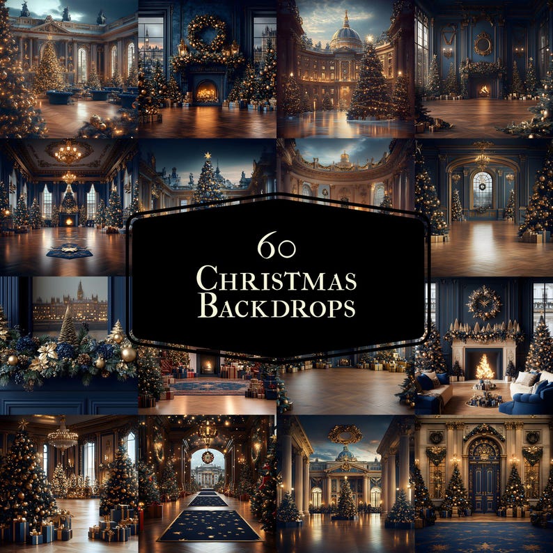 60 Christmas Backdrops | Digital Holiday Backgrounds | Festive Xmas ...