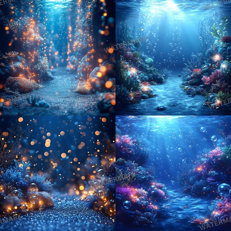 Underwater Mermaid Photography Backdrops, Ocean Fantasy Scenes (jpgs ...