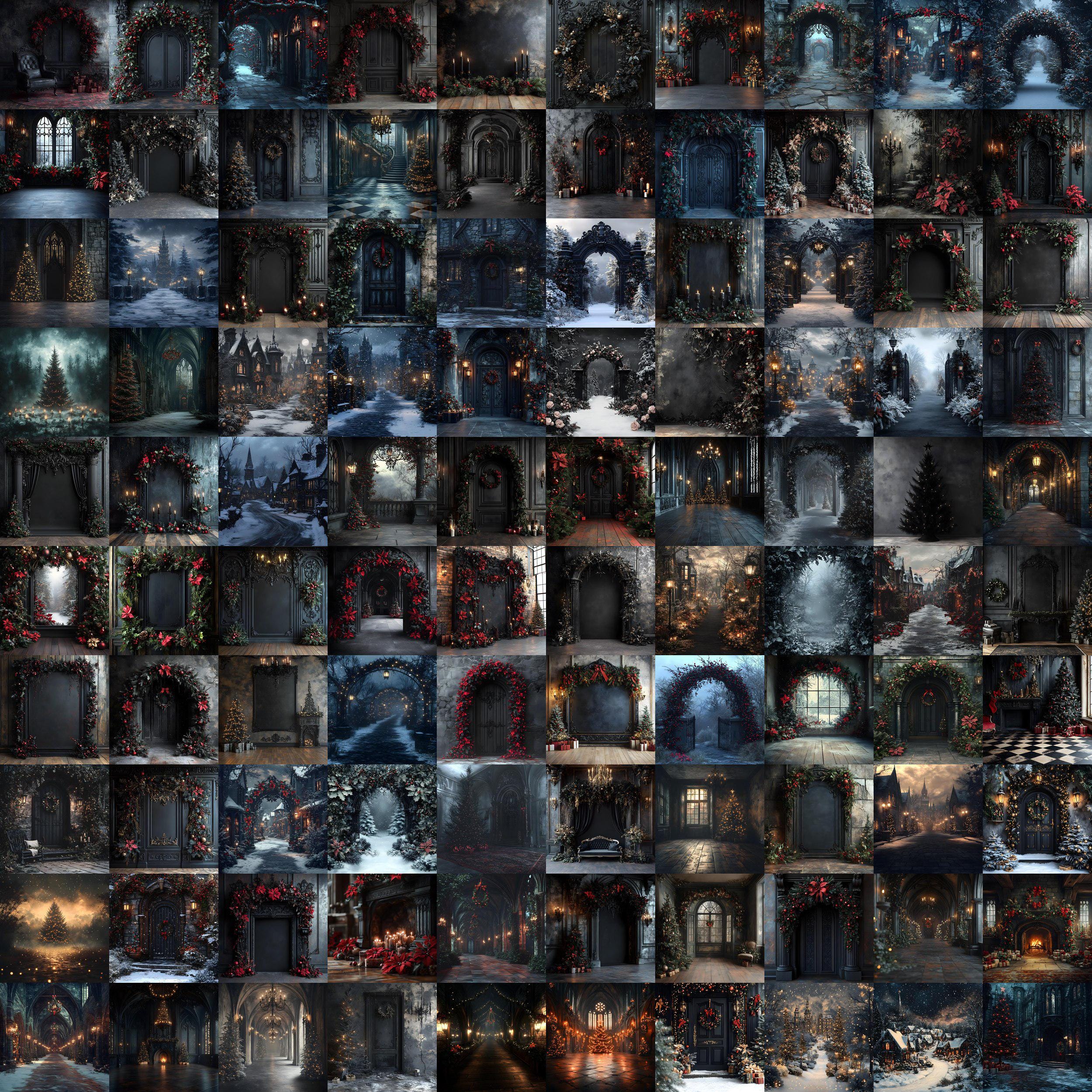 Gothic Christmas Backdrop, Digital Backdrop, Master Overlays, Gothic ...