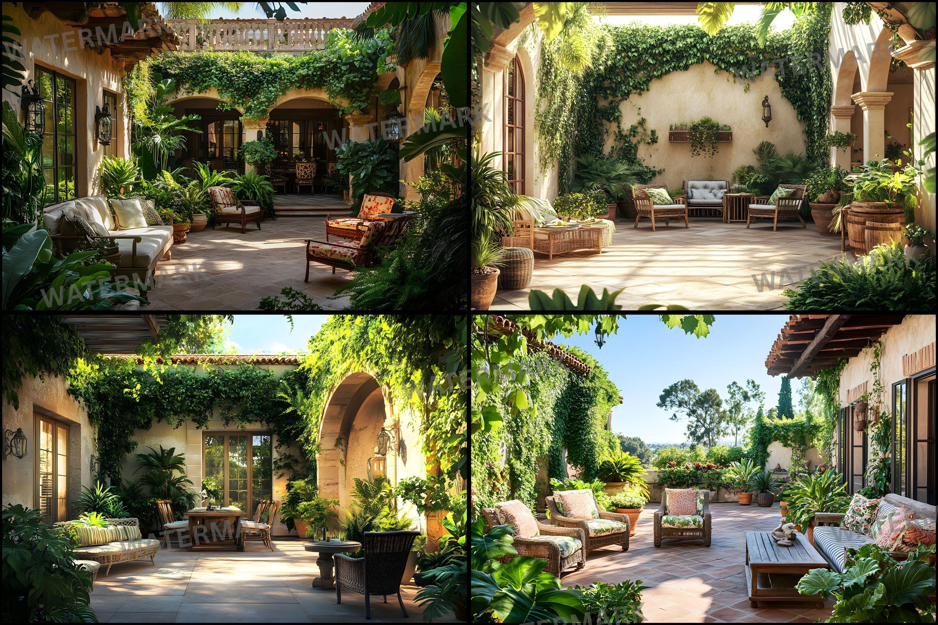 Mediterranean Villa Backdrop, Patio Background, Italian Photography ...
