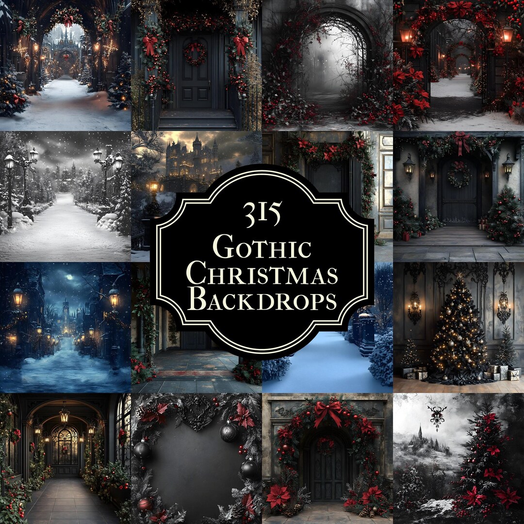 Gothic Christmas Backdrop, Digital Backdrop, Master Overlays, Gothic ...