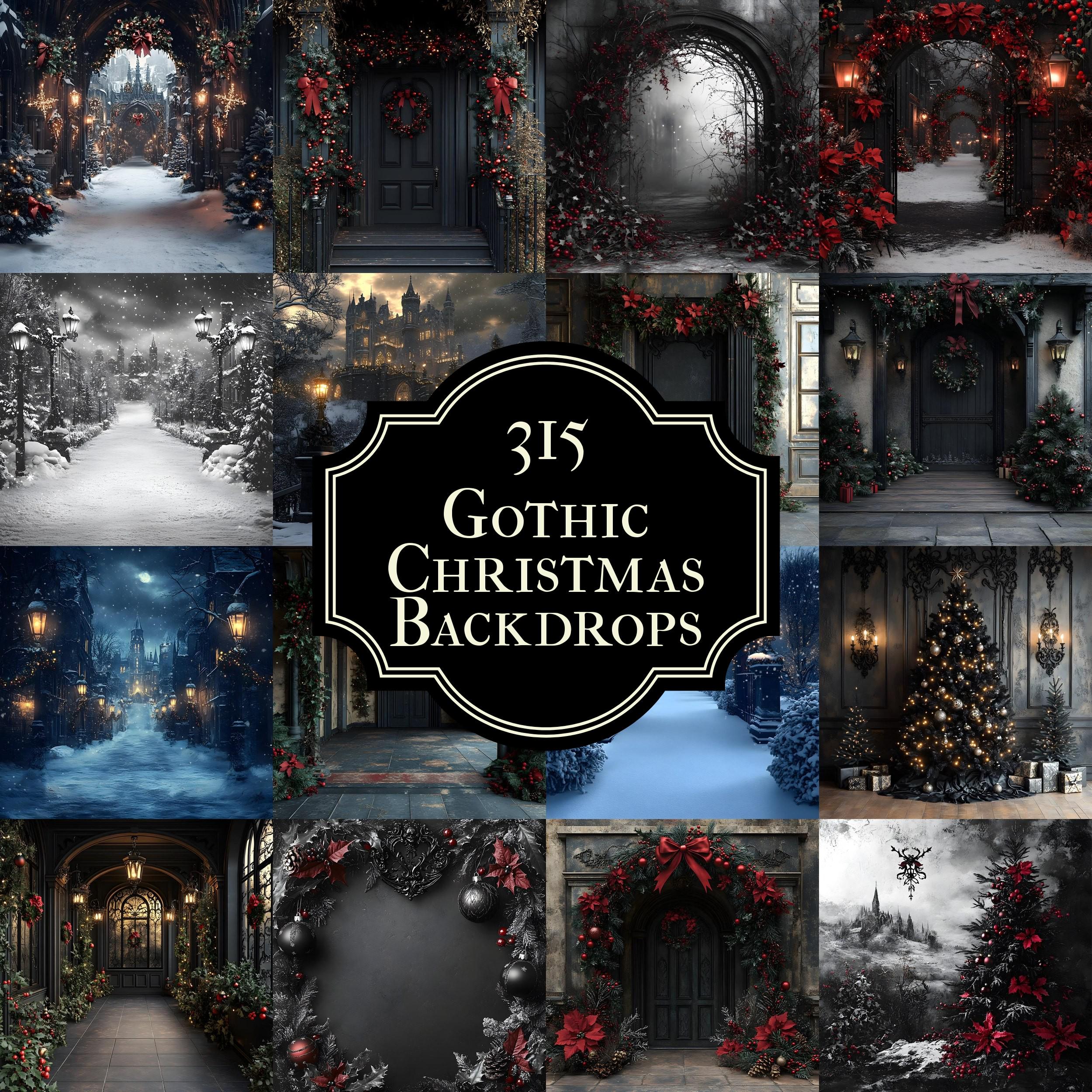 Gothic Christmas Backdrop, Digital Backdrop, Master Overlays, Gothic ...