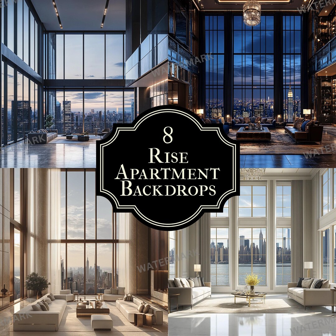 8 High-rise Apartment Backdrops, Luxury City Views, Modern Interior ...