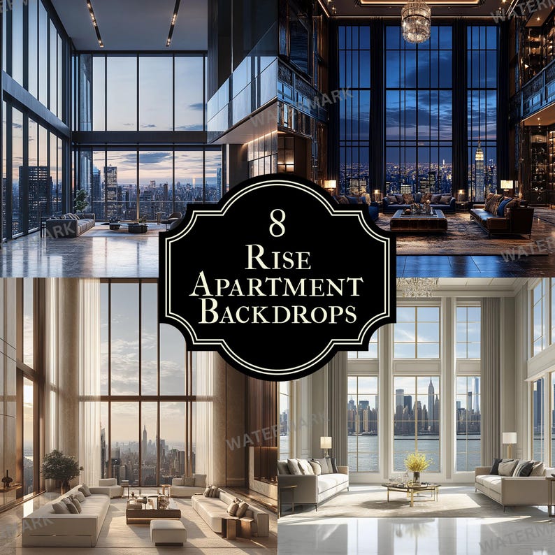 8 High-rise Apartment Backdrops, Luxury City Views, Modern Interior ...