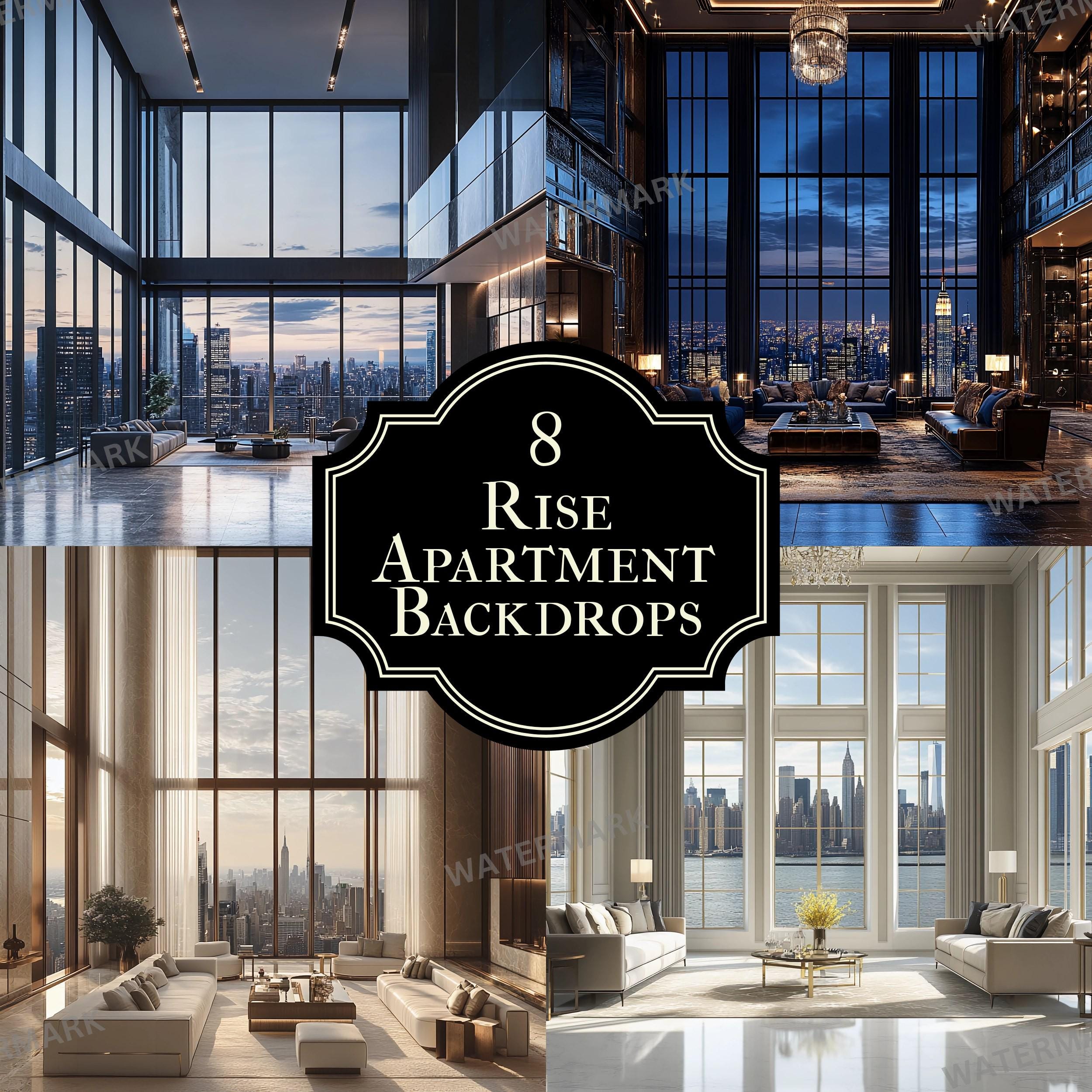 8 High-rise Apartment Backdrops, Luxury City Views, Modern Interior ...
