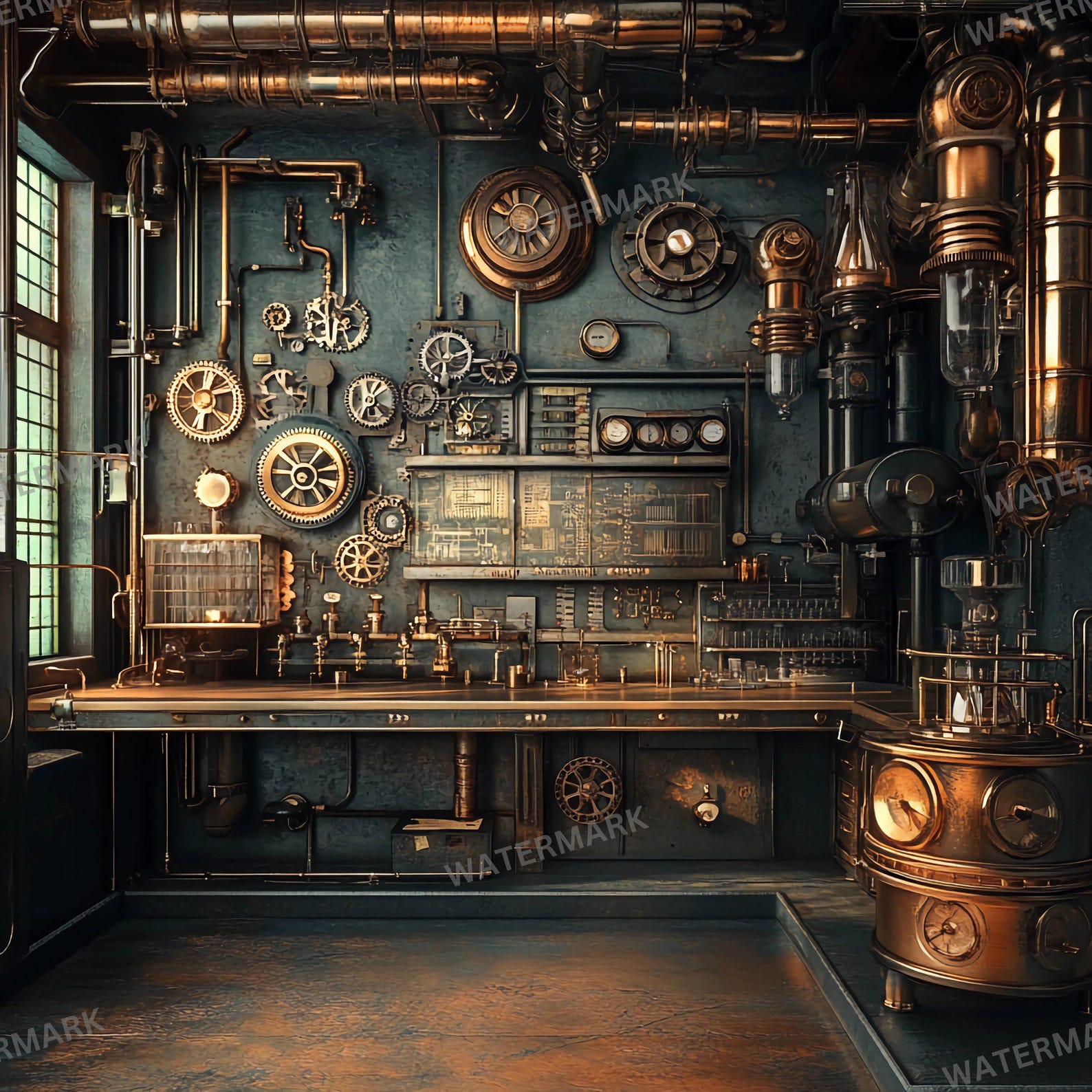 8 Steampunk Laboratory Backdrops - Vintage Industrial Photography ...