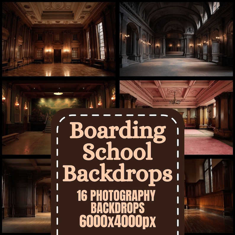 Gothic Boarding School Digital Backdrops | Vintage School Backgrounds ...