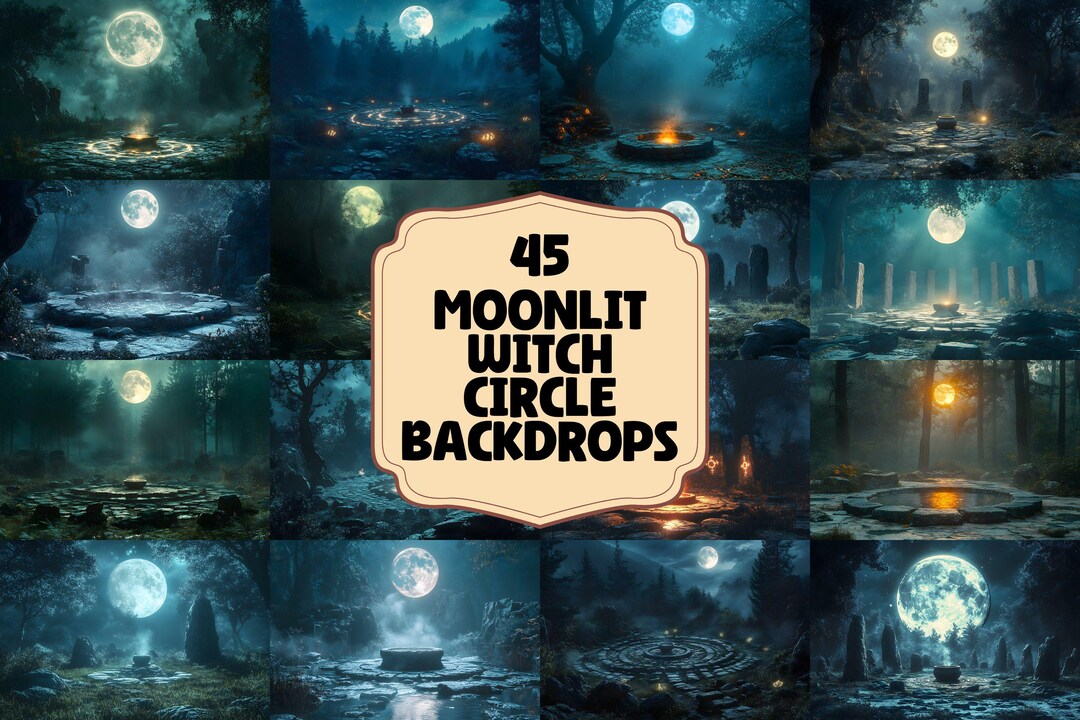 Moonlit Witch Circle Backdrops | Fantasy Photography & Video (digital ...