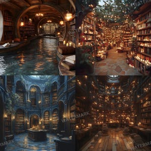 20 Enchanted Library Backdrops - Magical Backgrounds, Photoshop, Master ...