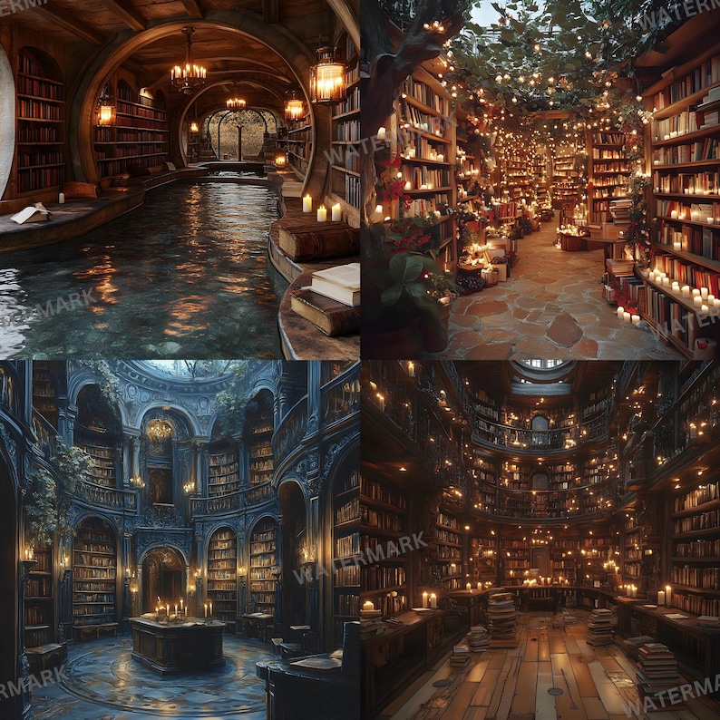 20 Enchanted Library Backdrops - Magical Backgrounds, Photoshop, Master ...
