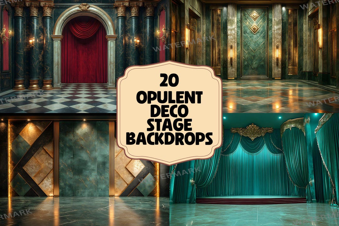 Art Deco Stage Backdrops | Opulent Digital Backgrounds (20 Jpgs) - Etsy