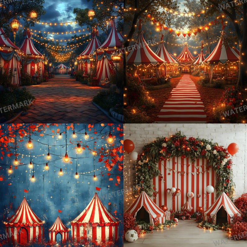 30 Circus Carnival Backdrops - Digital Overlays for Photoshop ...