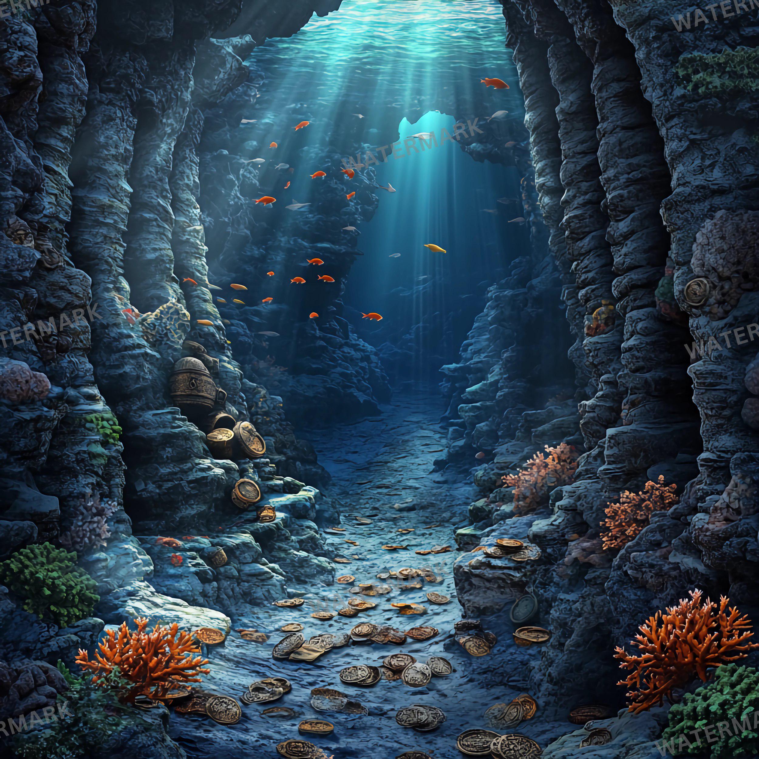 8 UNDERWATER CAVE BACKDROPS Digital Backgrounds for Photography ...