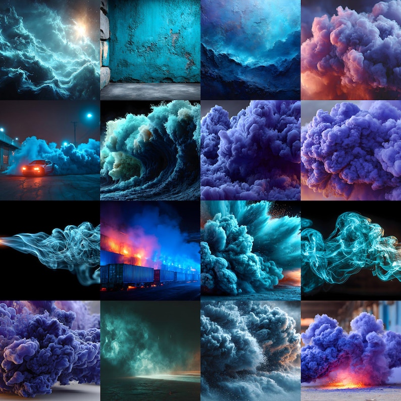 Blue and Purple Digital Backdrop Smoke Sports Photography Backdrop ...