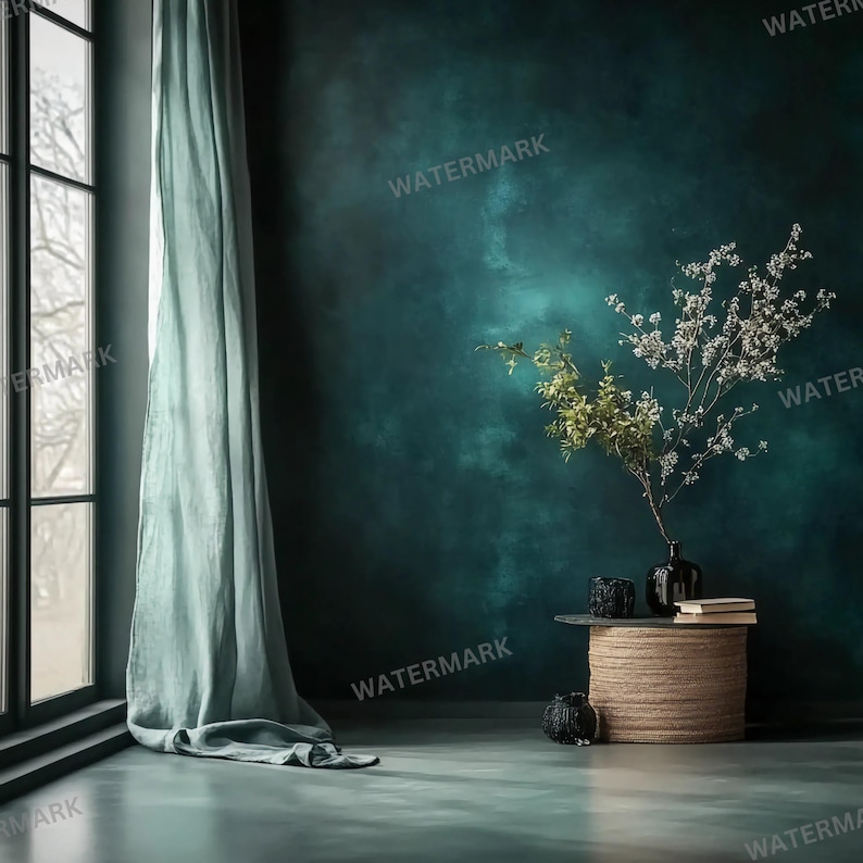 8 Turquoise Room Backdrops | Moody Interior Digital Backgrounds With ...