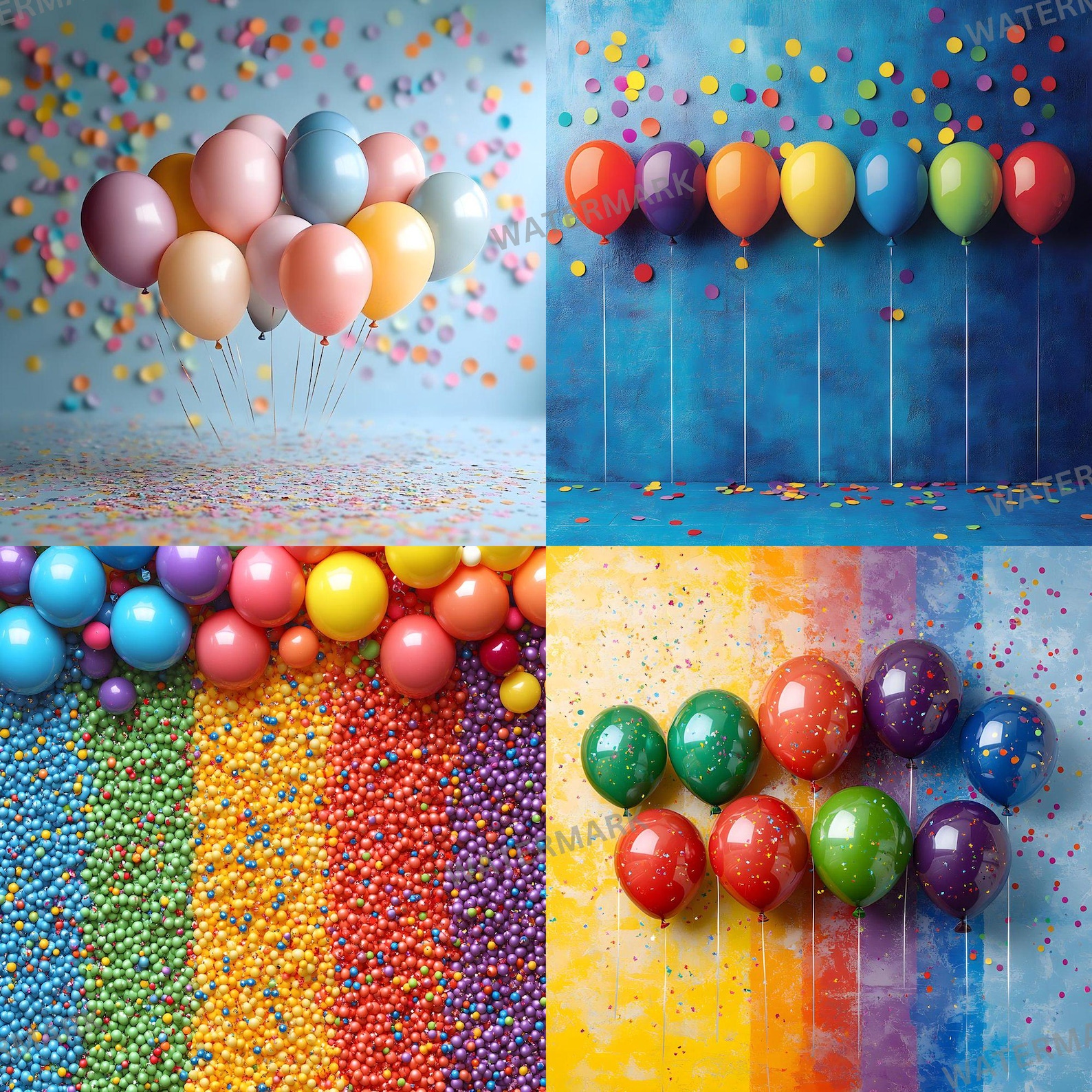 80 Rainbow Balloon Photography Backdrops | Birthday Overlays (jpgs) - Etsy