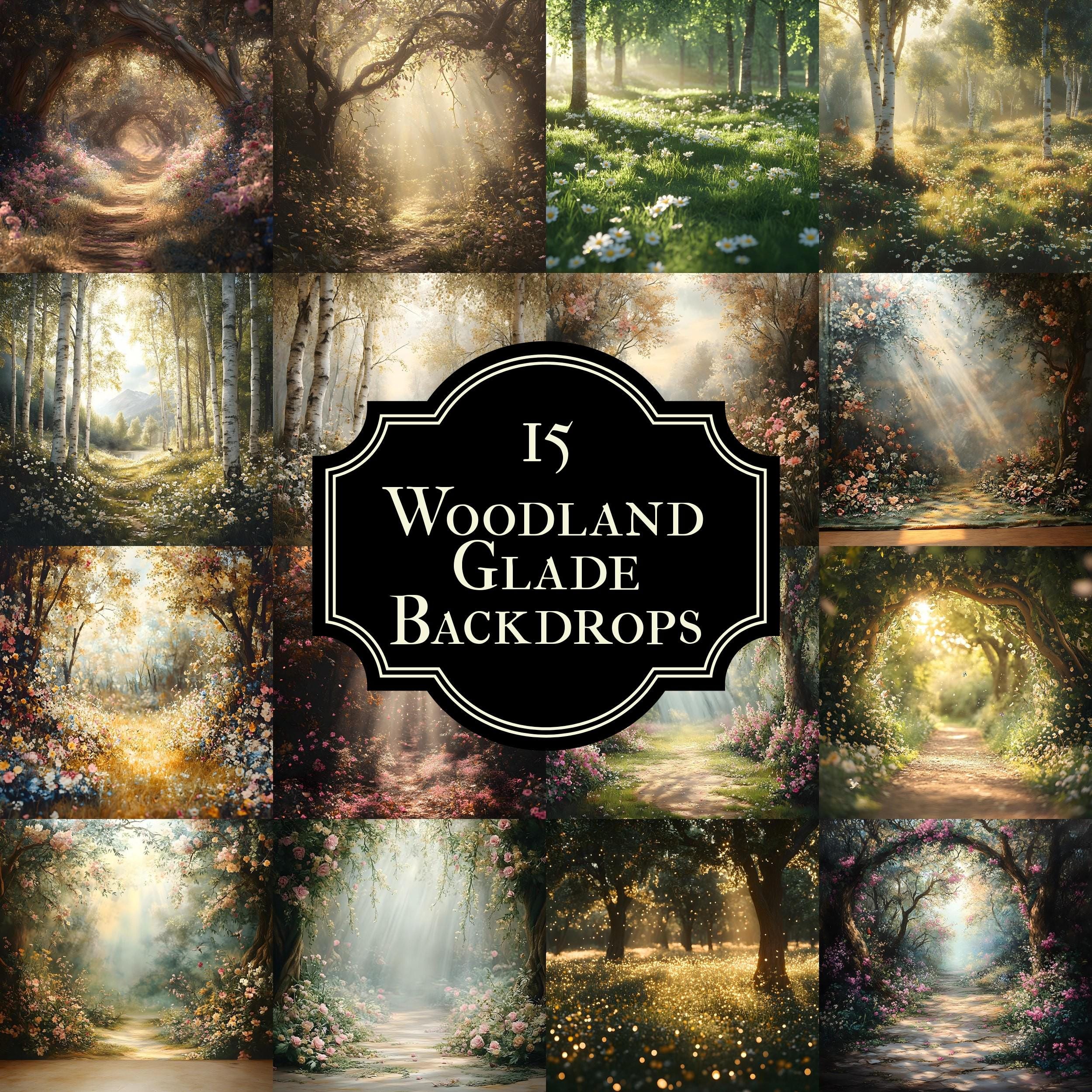 15 Woodland Glade Digital Backdrops - Magical Forest Photo Backdrops ...
