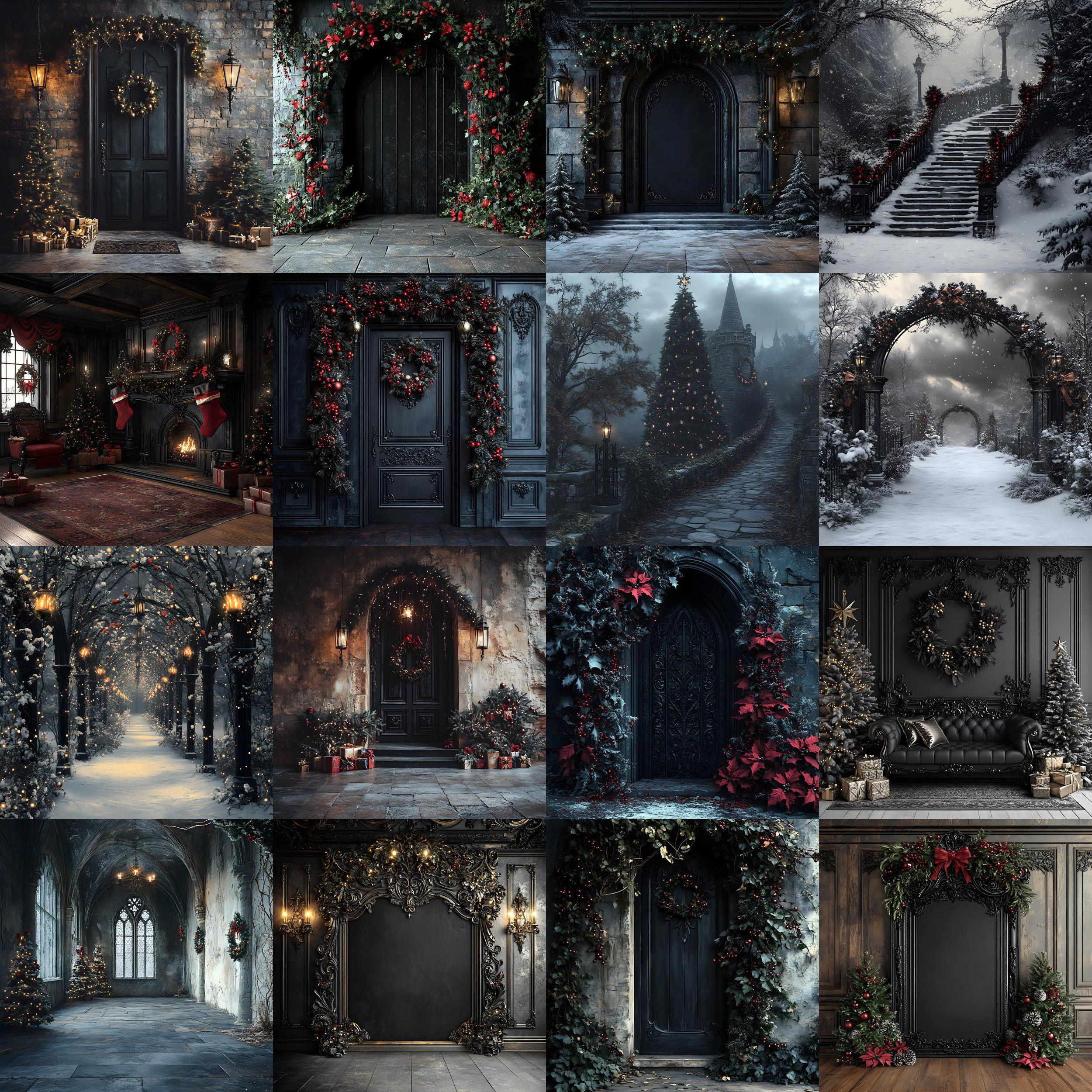 Gothic Christmas Backdrop, Digital Backdrop, Master Overlays, Gothic ...