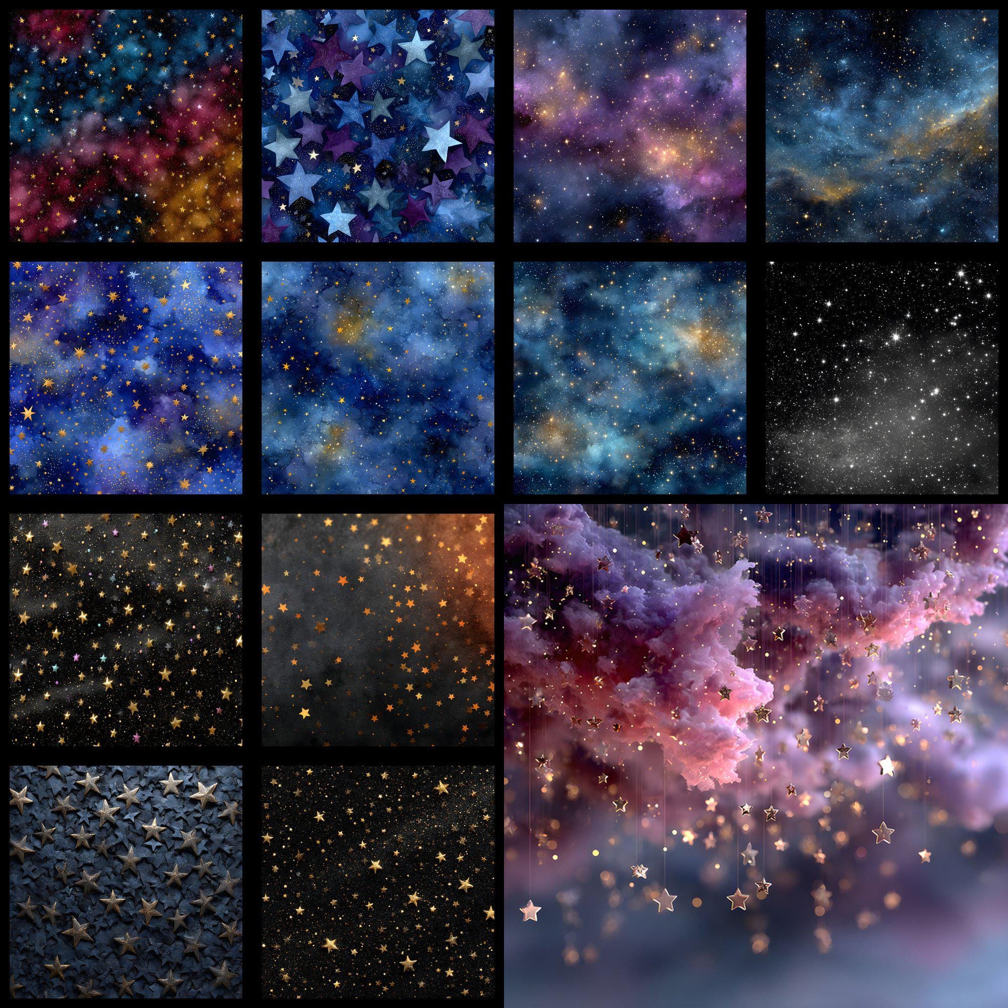Celestial Stars Digital Backdrop, Magical Night Sky Background for ...