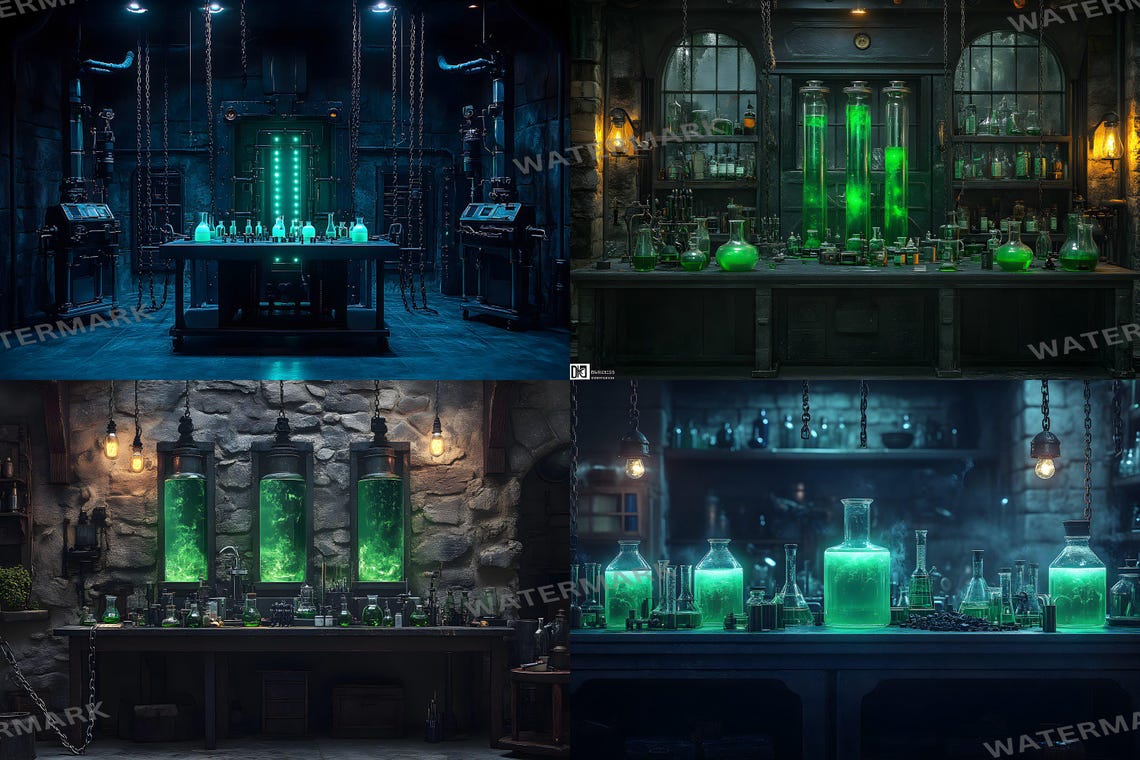 Mad Scientist Lab Backdrop, Dark Science Laboratory, Gothic Alchemy ...
