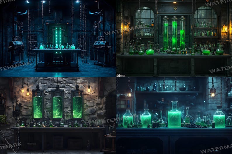 Mad Scientist Lab Backdrop, Dark Science Laboratory, Gothic Alchemy ...