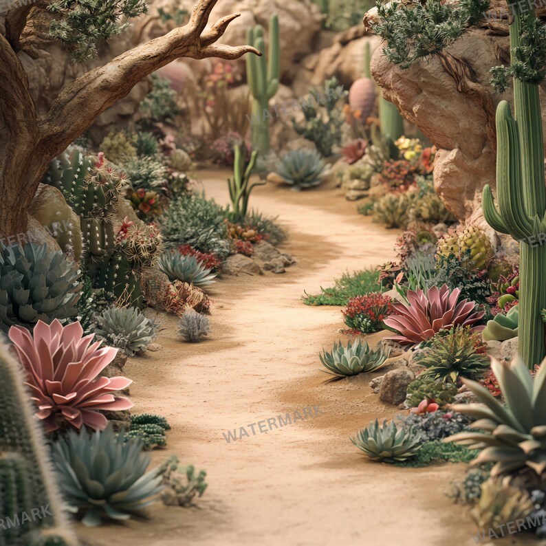 Desert Botanical Photography Backdrops – Cactus Garden Scenes (8 Jpgs ...