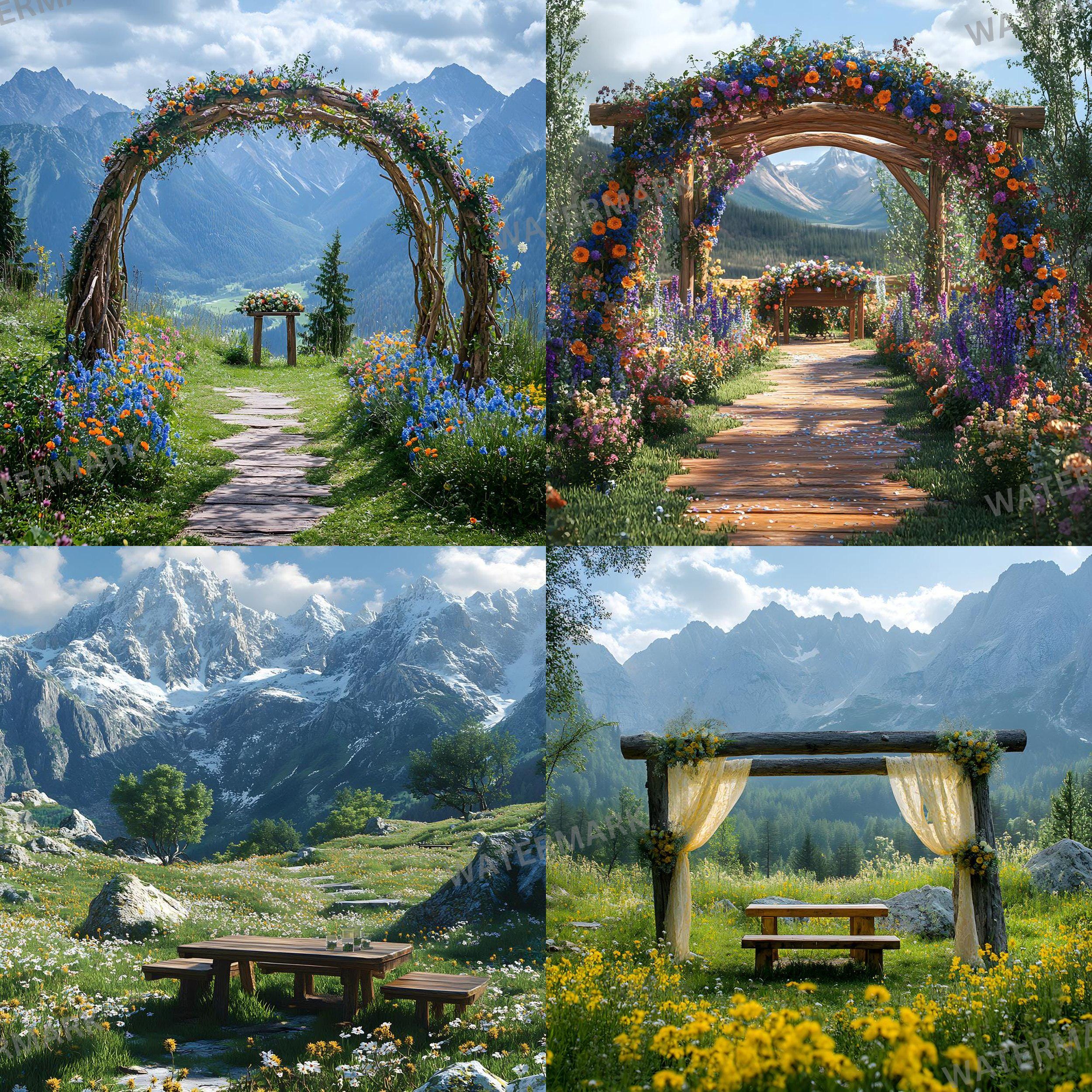 Mountain View Photography Backdrops, Rustic Wedding Arches (40 Jpgs) - Etsy