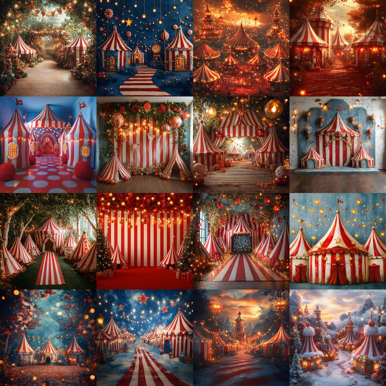 30 Circus Carnival Backdrops - Digital Overlays for Photoshop ...