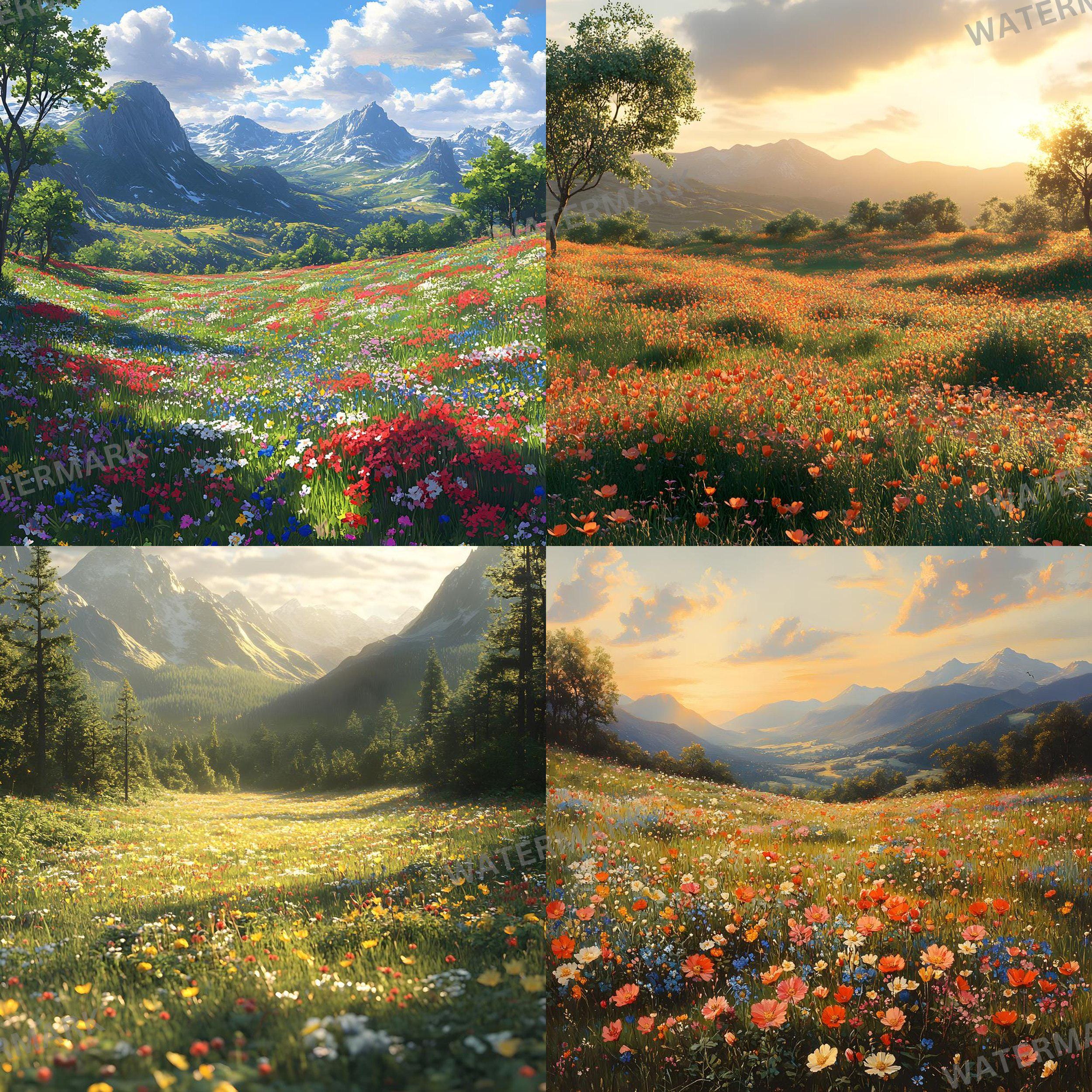 15 Spring Meadow Backdrops - Summer Floral Backdrops - Photoshop ...