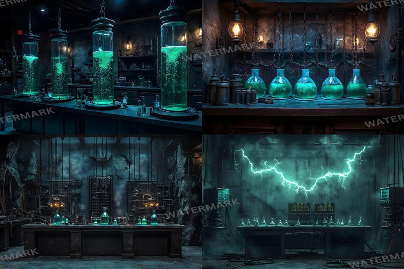 Mad Scientist Lab Backdrop, Dark Science Laboratory, Gothic Alchemy ...