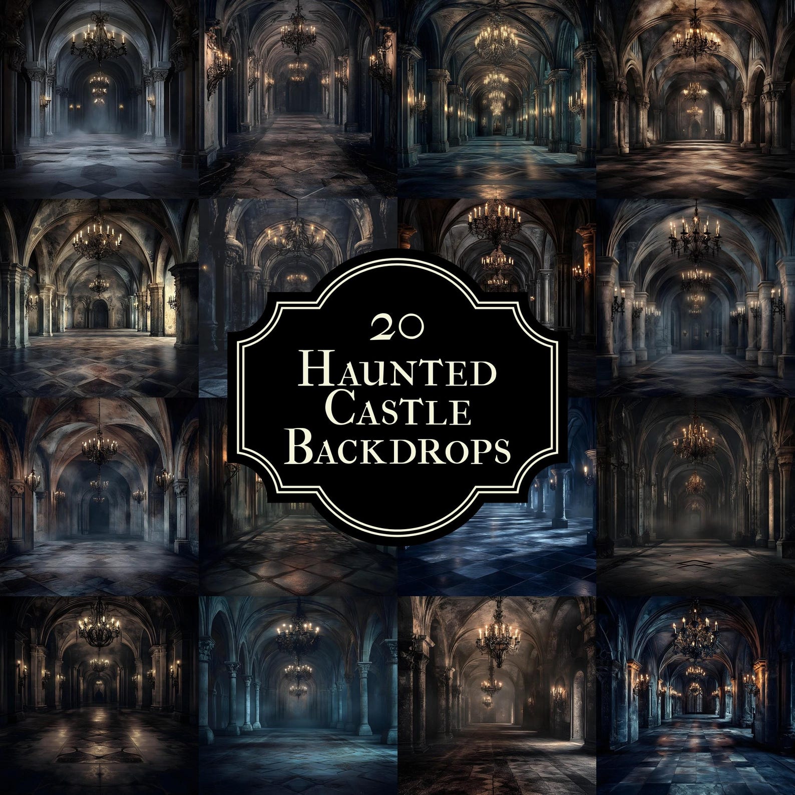Haunted Castle Digital Backdrops | Gothic Photography Overlays (20 Jpgs ...
