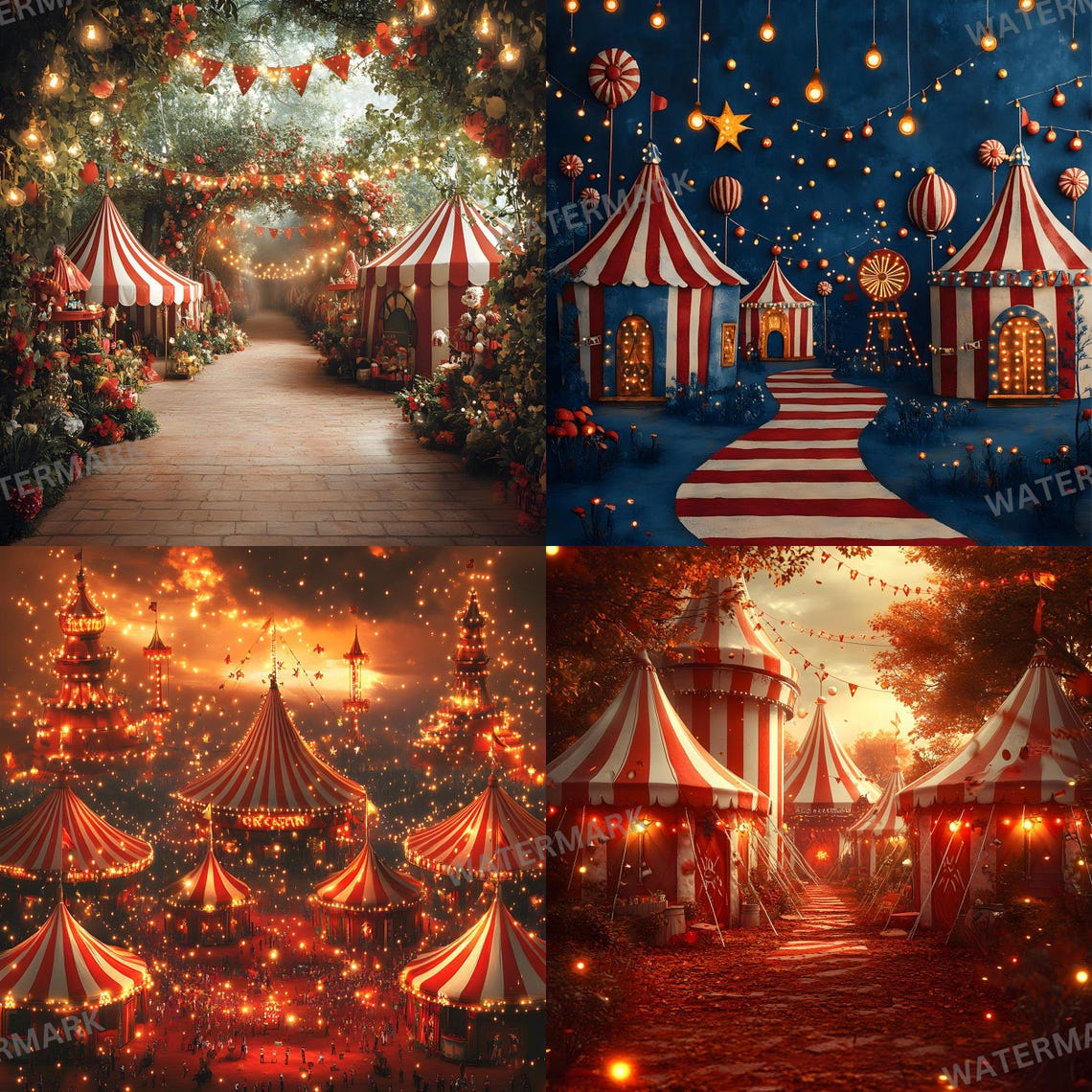 30 Circus Carnival Backdrops - Digital Overlays for Photoshop ...
