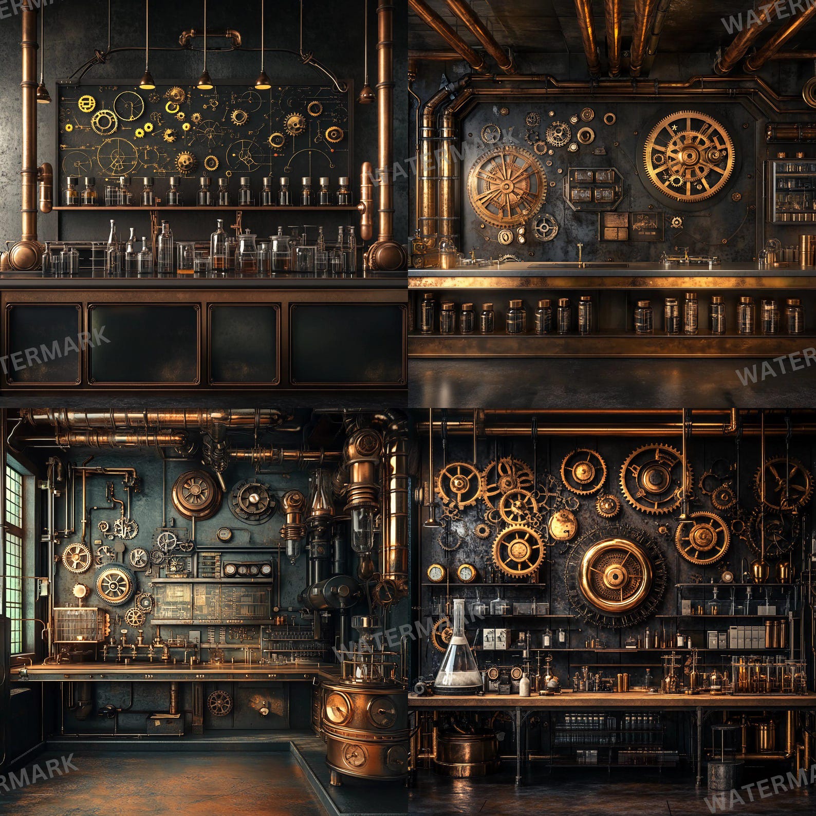 8 Steampunk Laboratory Backdrops - Vintage Industrial Photography ...