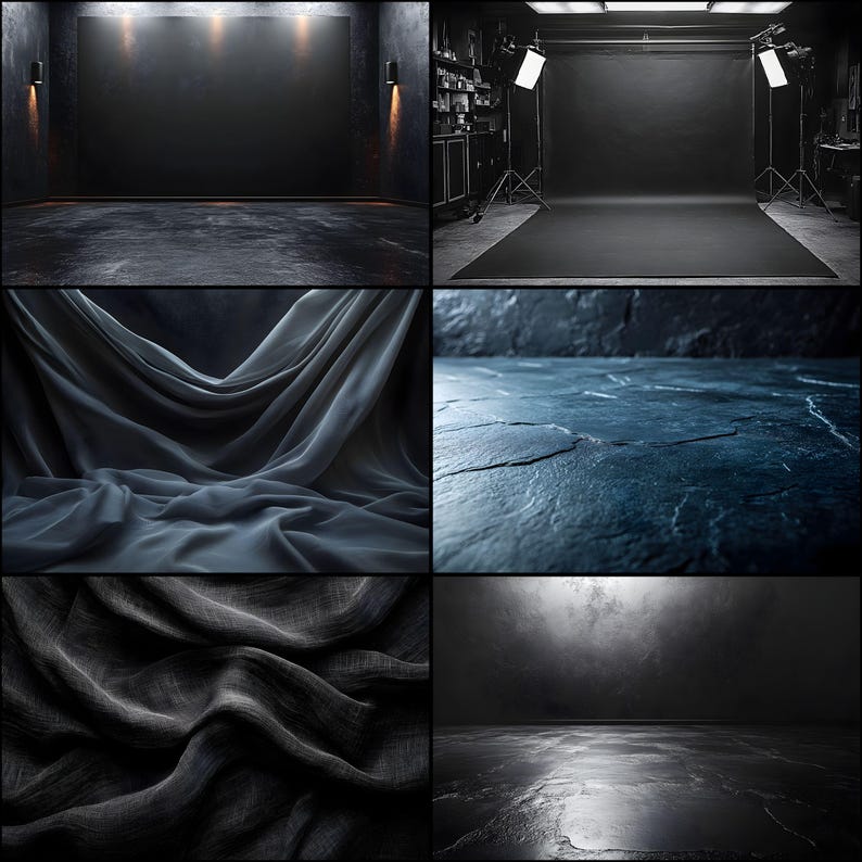 Black Studio Digital Backdrop Photography, Chic Portrait Background for ...