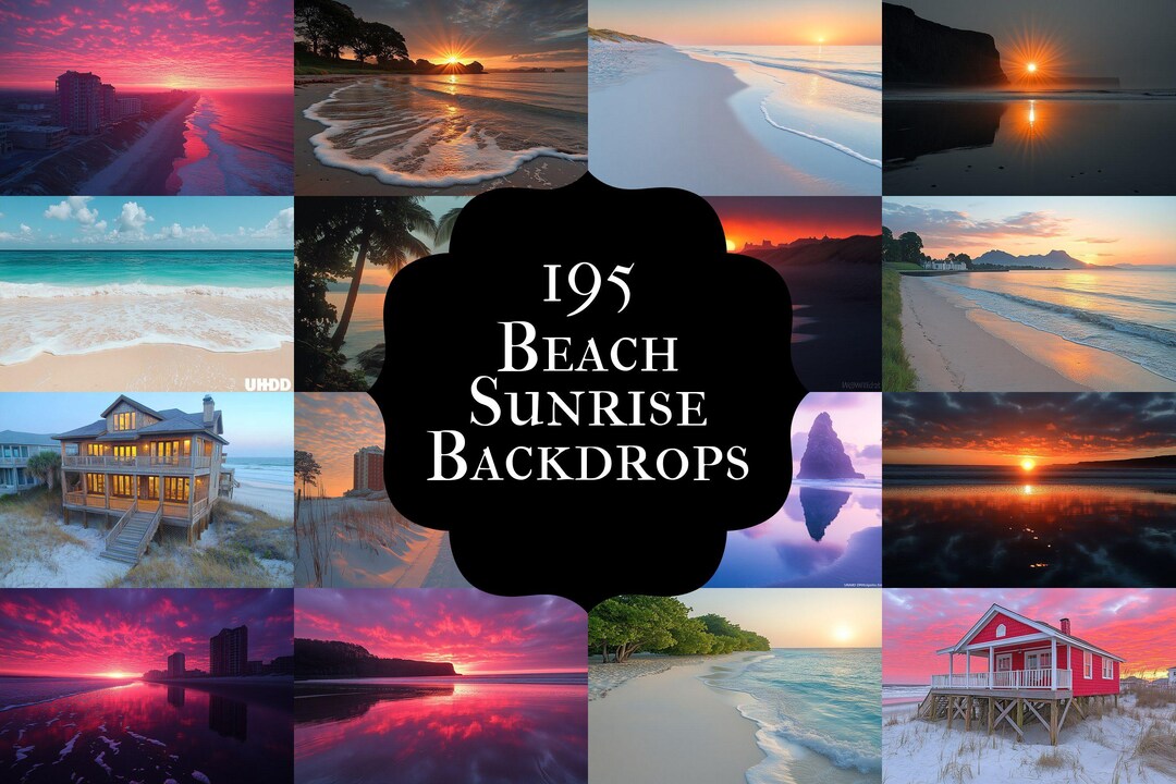 Beach Sunrise Backdrop: 195 Pngs for Coastal Ocean Dawn Photography ...