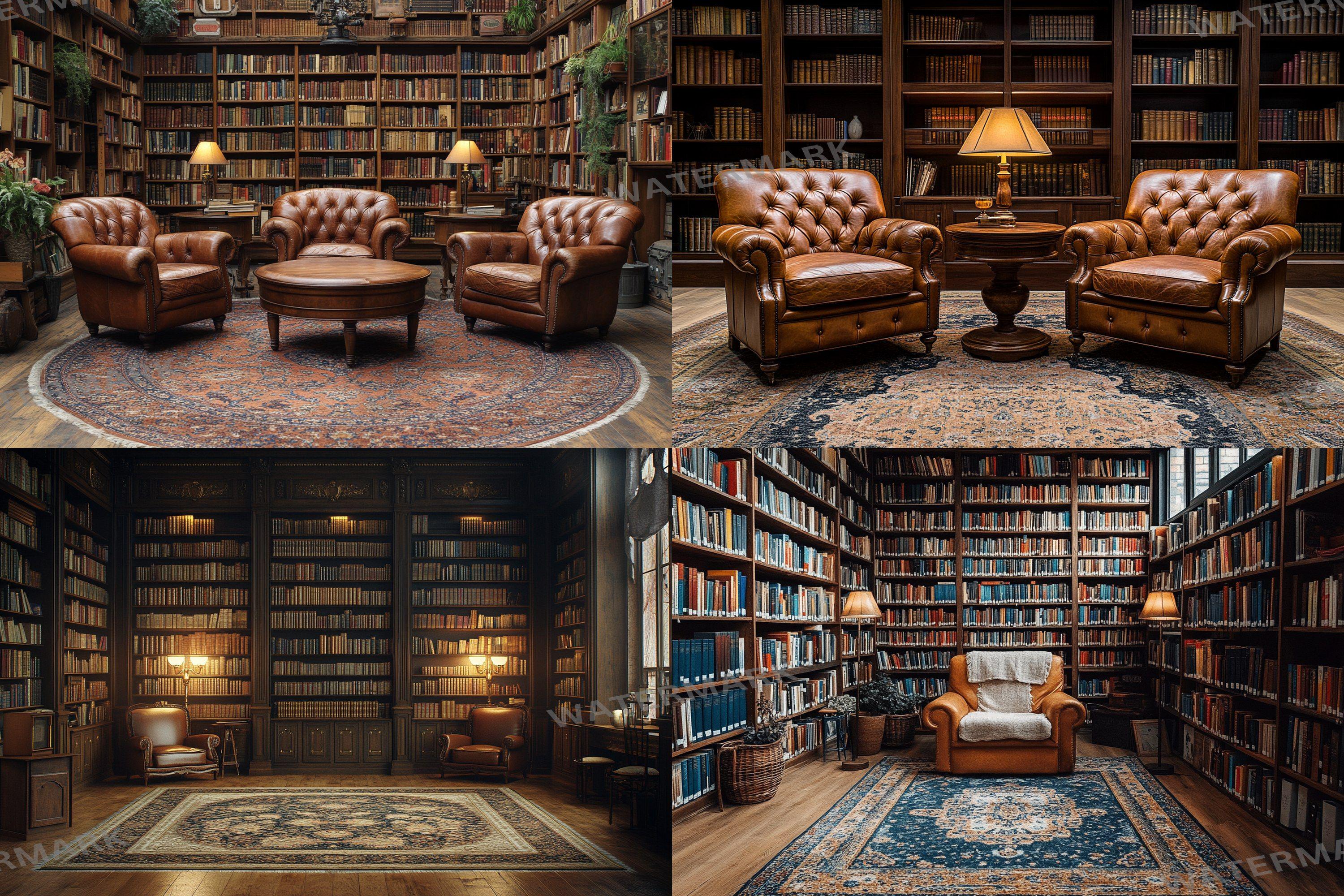 Cozy Reading Room Photography Backdrops, Vintage Library (digital ...