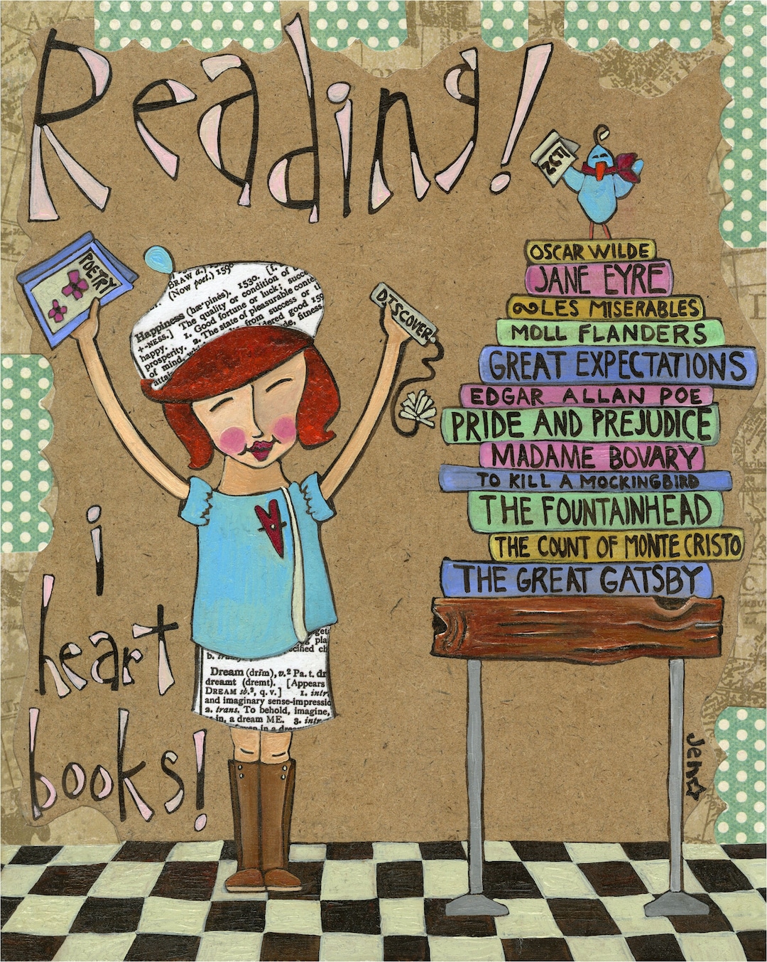 I Heart Books Art Print - Etsy