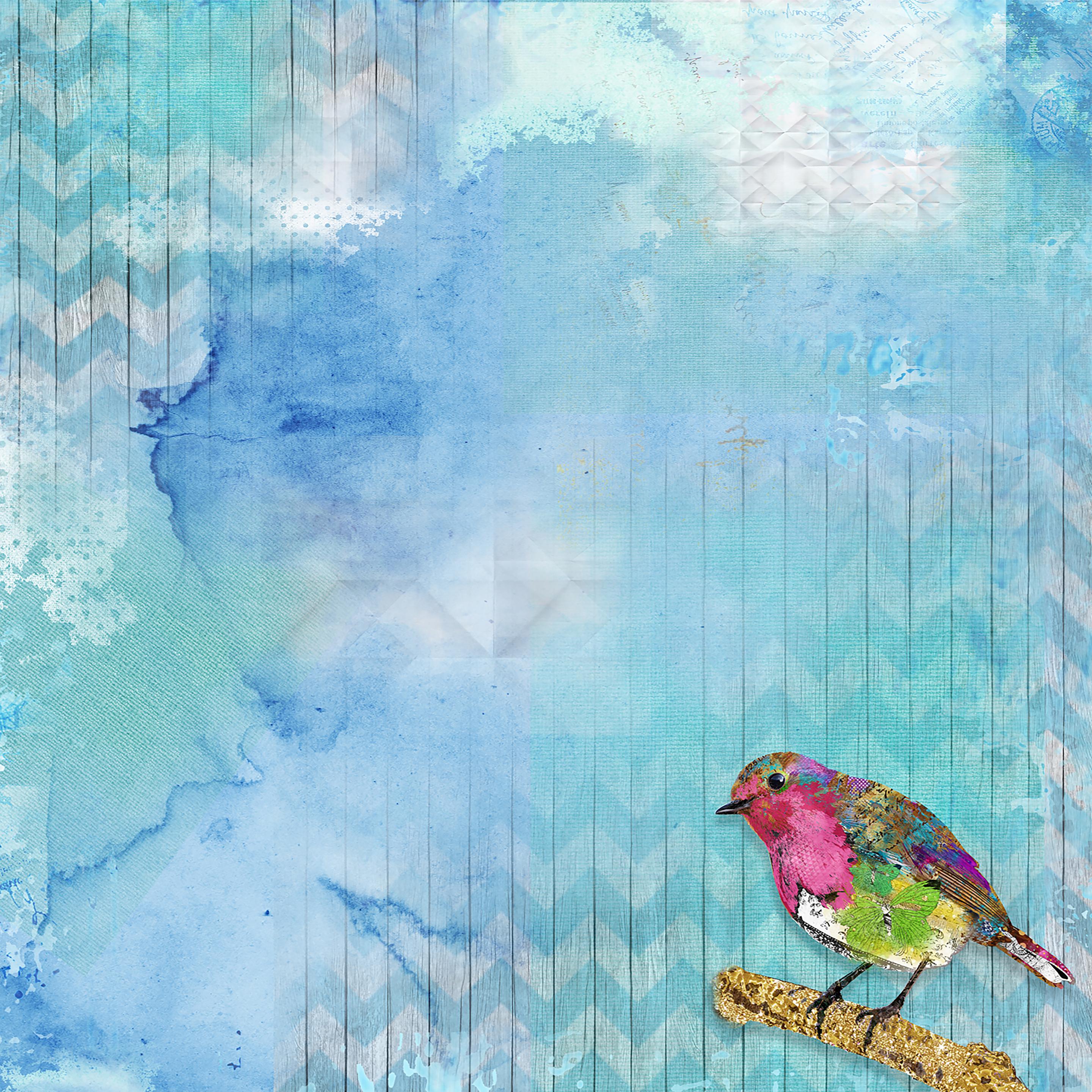 Shine Pink Bird Scrapbook Paper 12x12 Single Instant Download Pretty ...