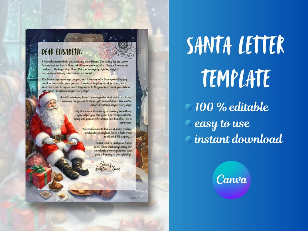 Editable Santa Claus Letter Personalized Christmas Letter Template ...
