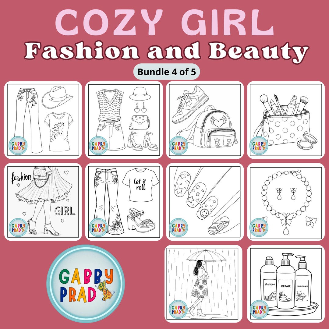 Cozy Girl Coloring Pages Bundle DIGITAL DOWNLOAD, Bold and Easy ...