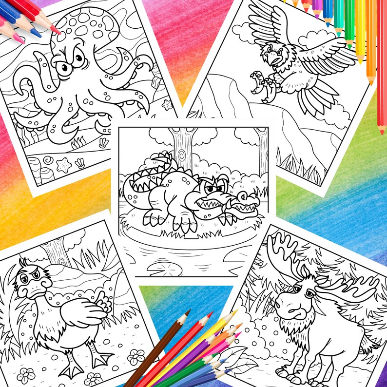 10 Super Fun Animal Images to Color! Bundle 1 Out of 5. Coloring Pages ...