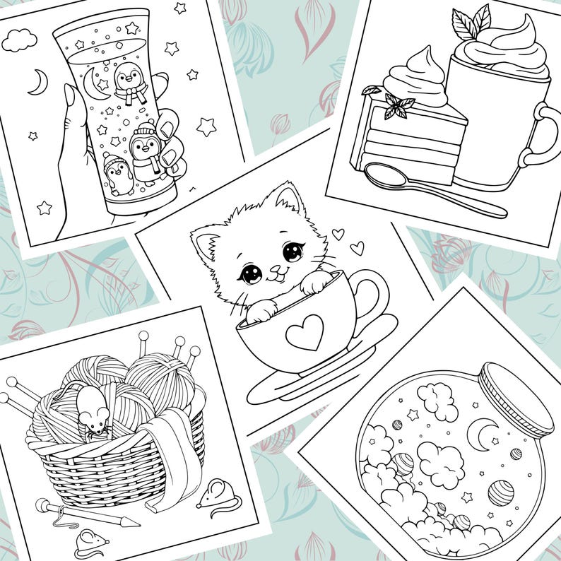 COZY GIRL Coloring Book, Cute and Sparky. Easy Instant Download Color ...
