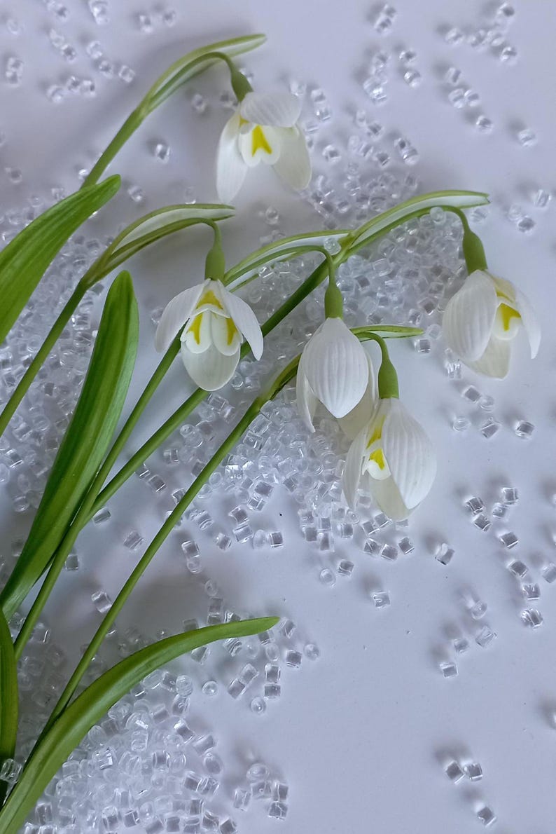 Handmade Realistic Snowdrop • Polymer Clay Flower Art • Romantic Gift ...