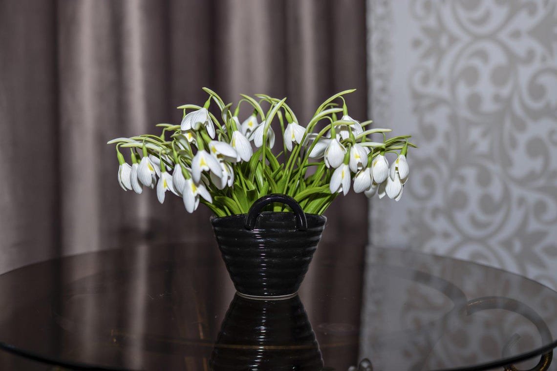 Handmade Realistic Snowdrop • Polymer Clay Flower Art • Romantic Gift ...