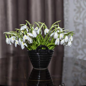 Handmade Realistic Snowdrop • Polymer Clay Flower Art • Romantic Gift ...