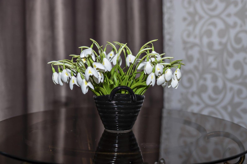 Handmade Realistic Snowdrop • Polymer Clay Flower Art • Romantic Gift ...