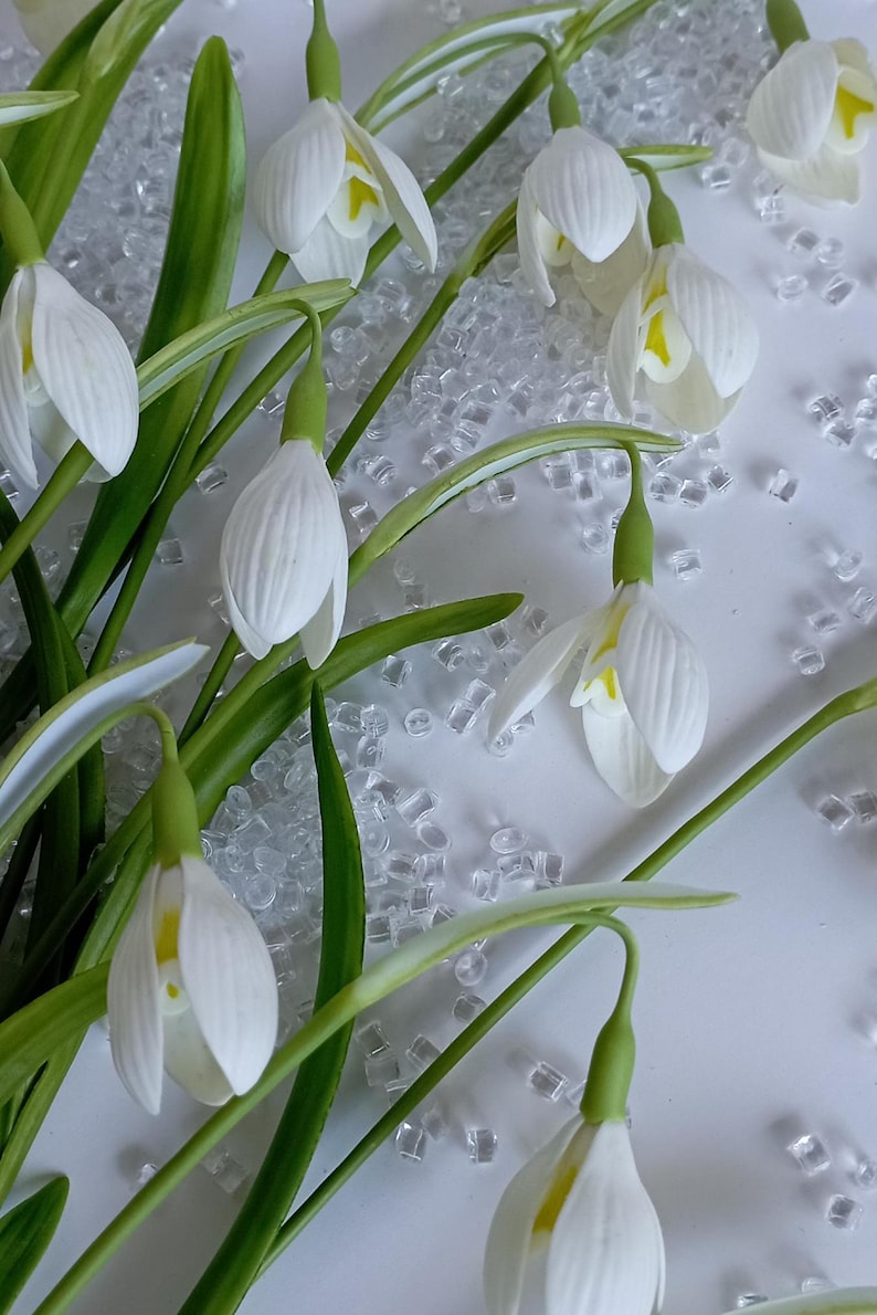 Handmade Realistic Snowdrop • Polymer Clay Flower Art • Romantic Gift ...