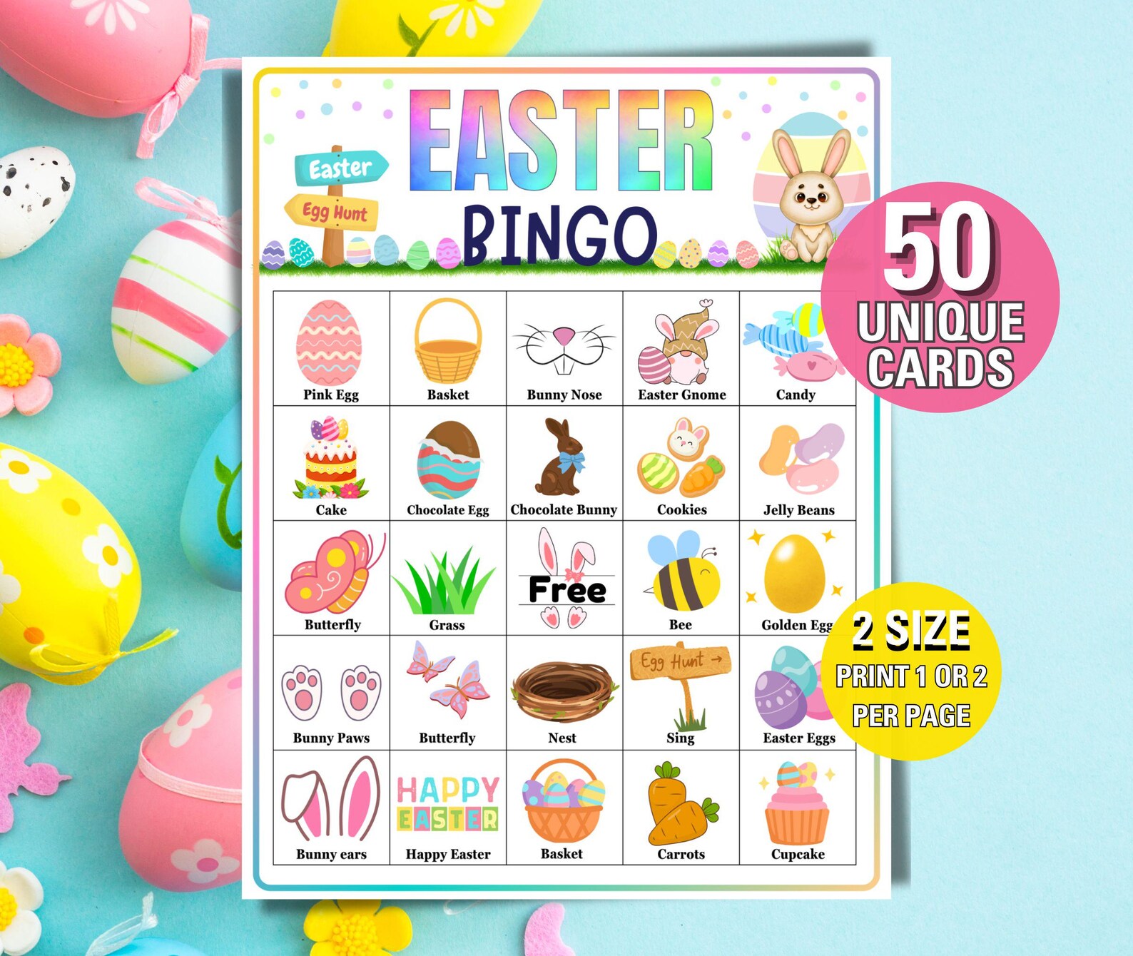 Easter Game, Easter Bingo, Easter Activity for Kids, Easter Party Game ...