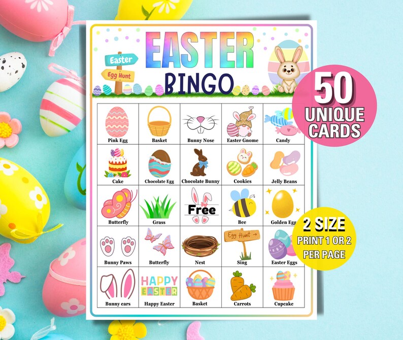 Easter Game, Easter Bingo, Easter Activity for Kids, Easter Party Game ...