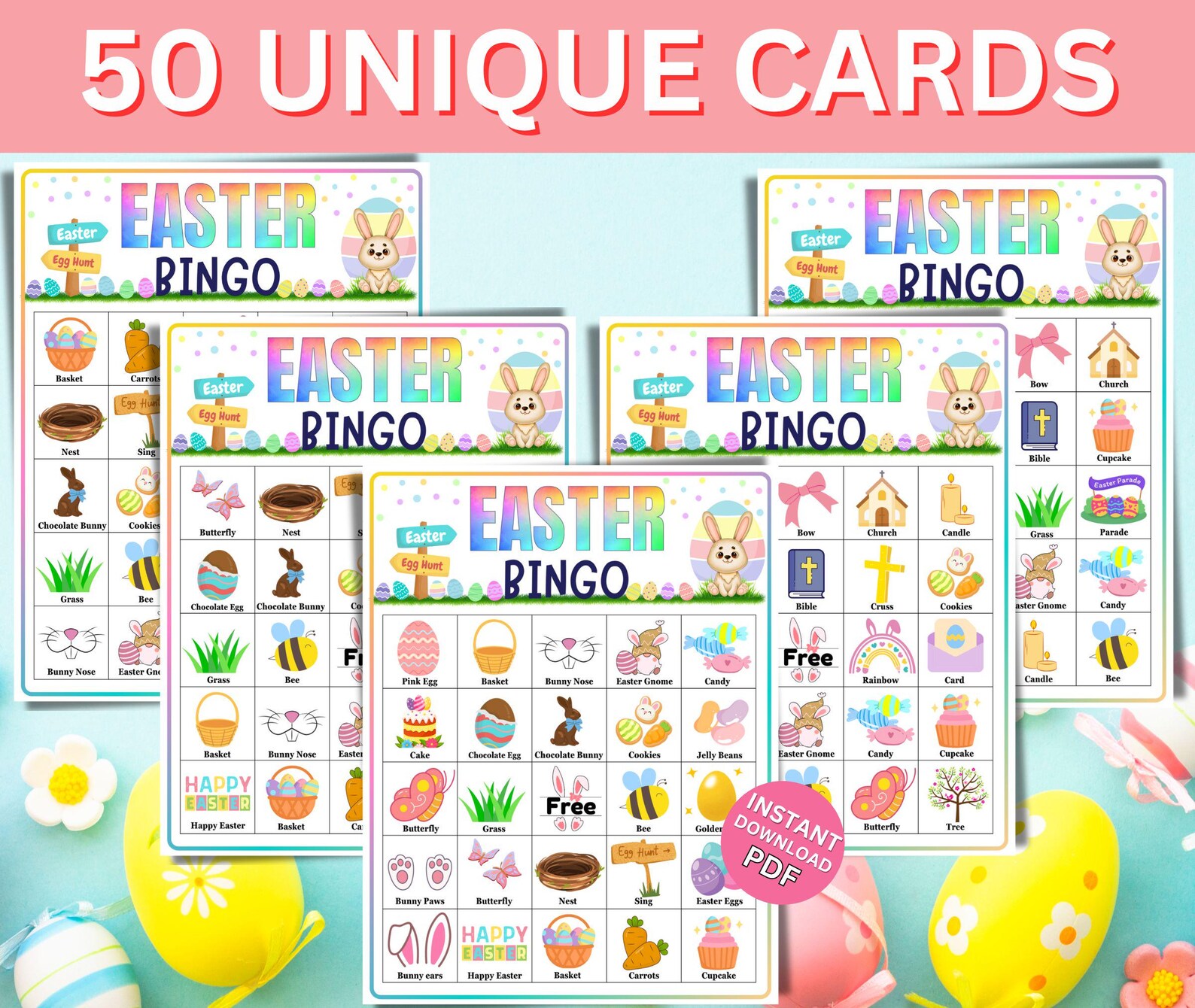 Easter Game, Easter Bingo, Easter Activity for Kids, Easter Party Game ...